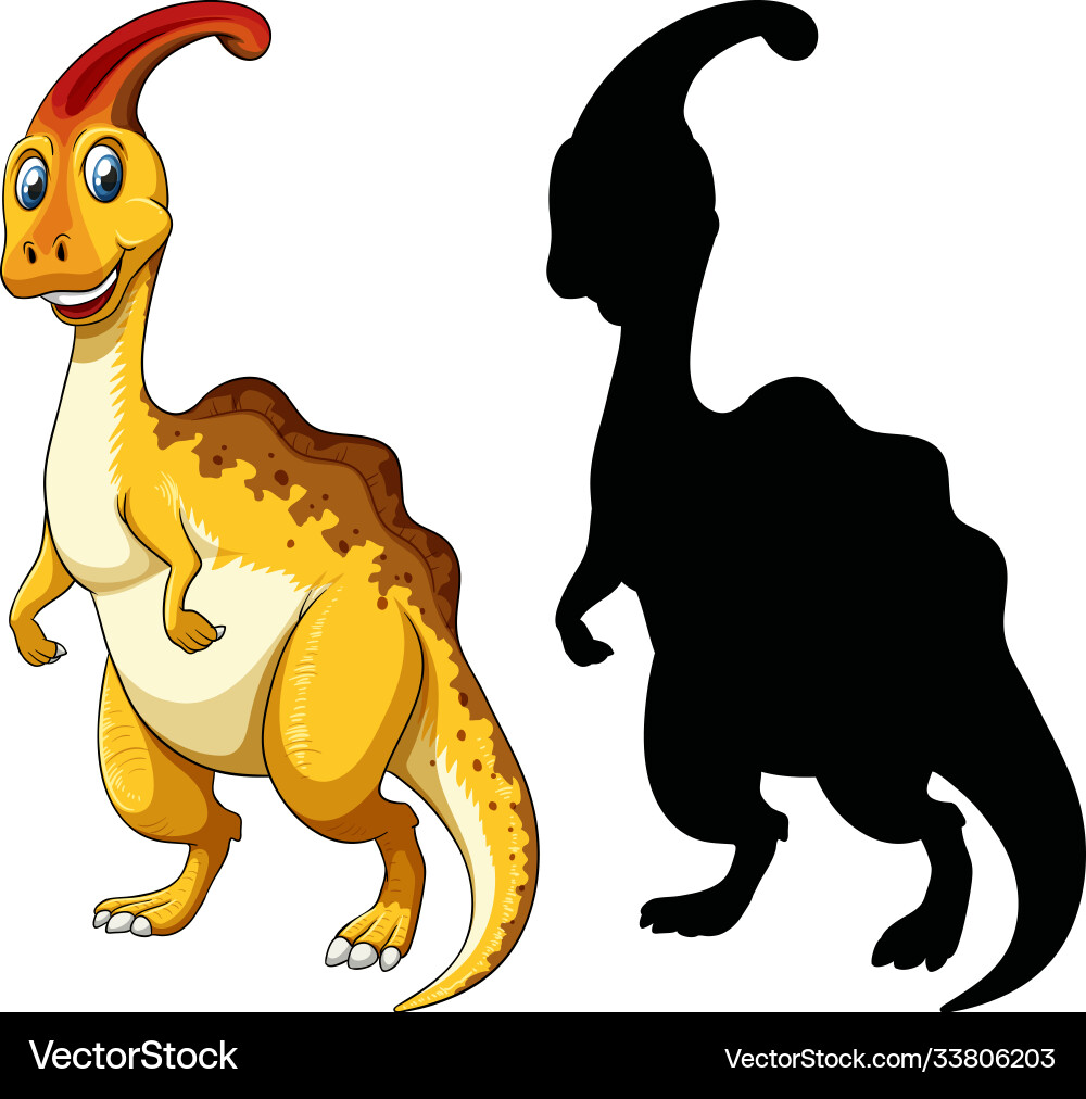 Set dinosaur cartoon character and its Royalty Free Vector