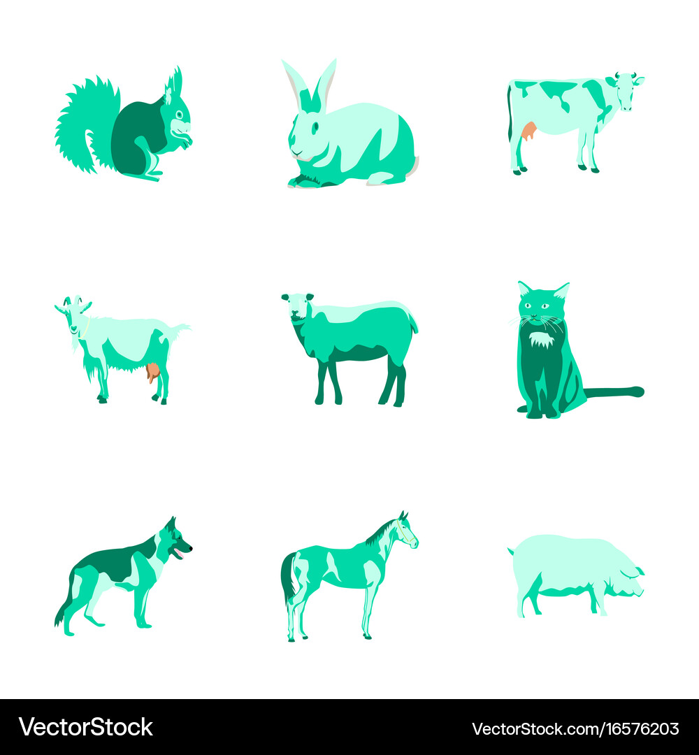 Set of in flat style animals Royalty Free Vector Image