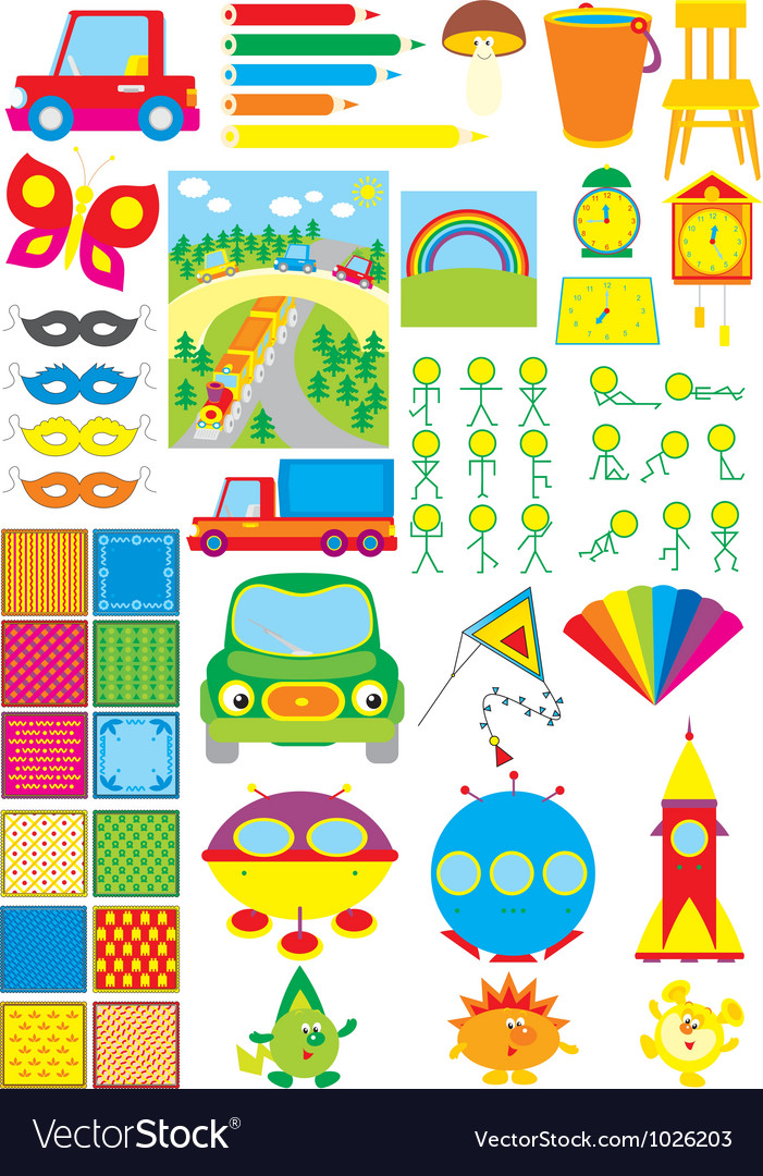 Simple objects for kindergarten Royalty Free Vector Image
