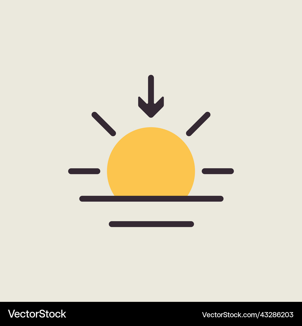 Sunset isolated flat icon weather sign Royalty Free Vector