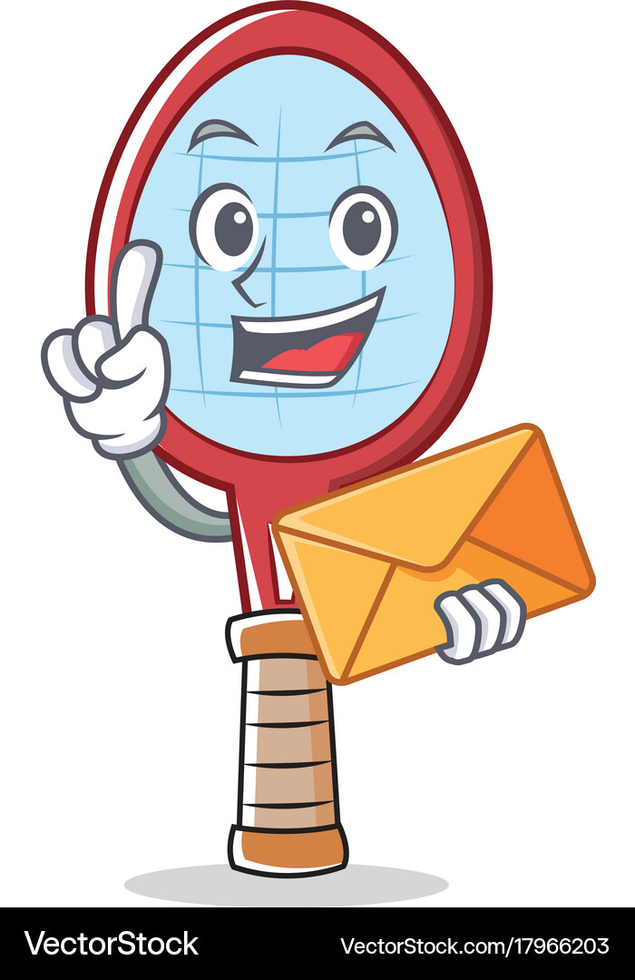 With envelope tennis racket character cartoon Vector Image