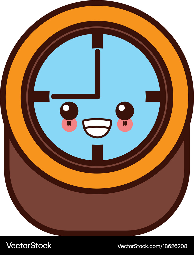Analog clock time kawaii cute cartoon Royalty Free Vector