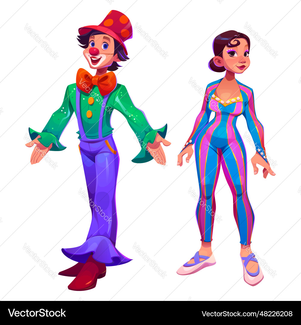 Clown and performer circus carnival character Vector Image