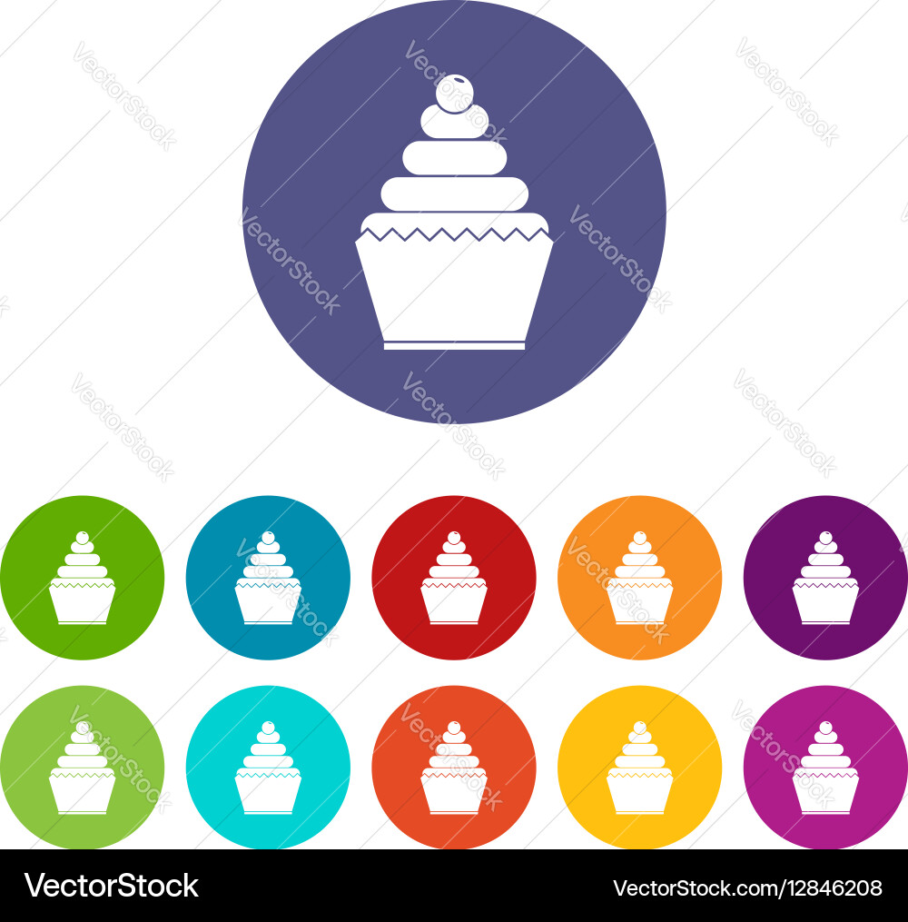 Cupcake set icons Royalty Free Vector Image - VectorStock