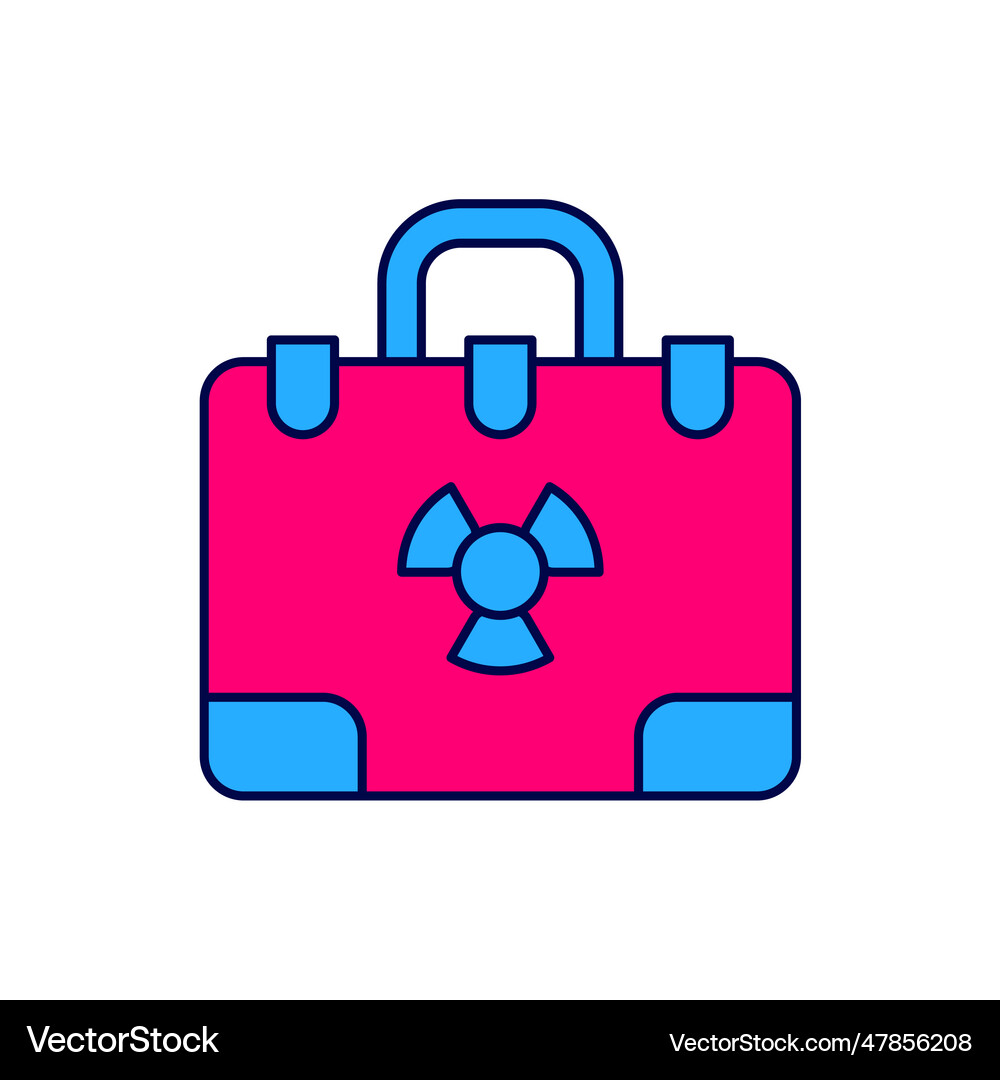 Filled outline radiation nuclear suitcase icon Vector Image