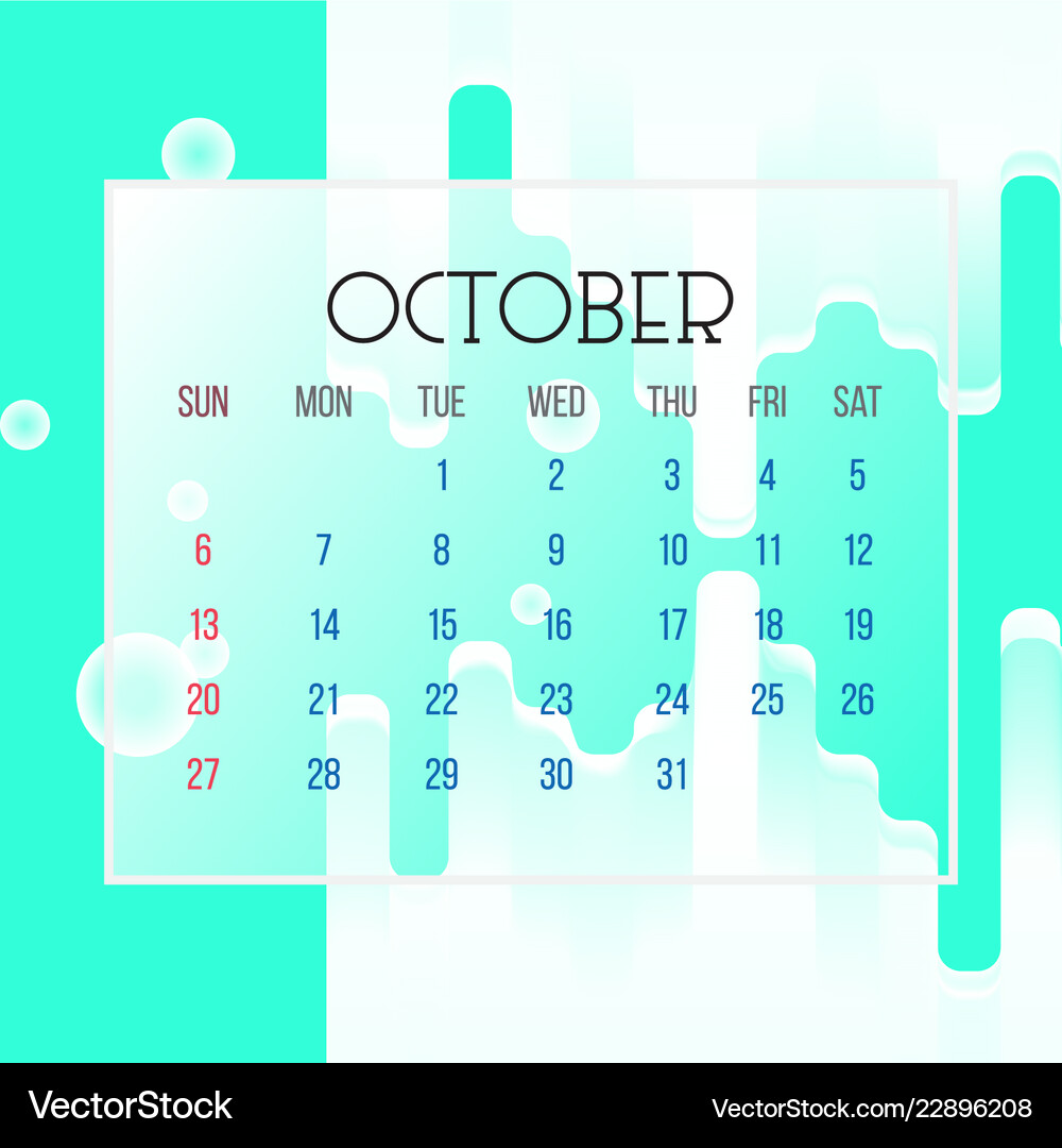 October 2019 calendar leaf Royalty Free Vector Image