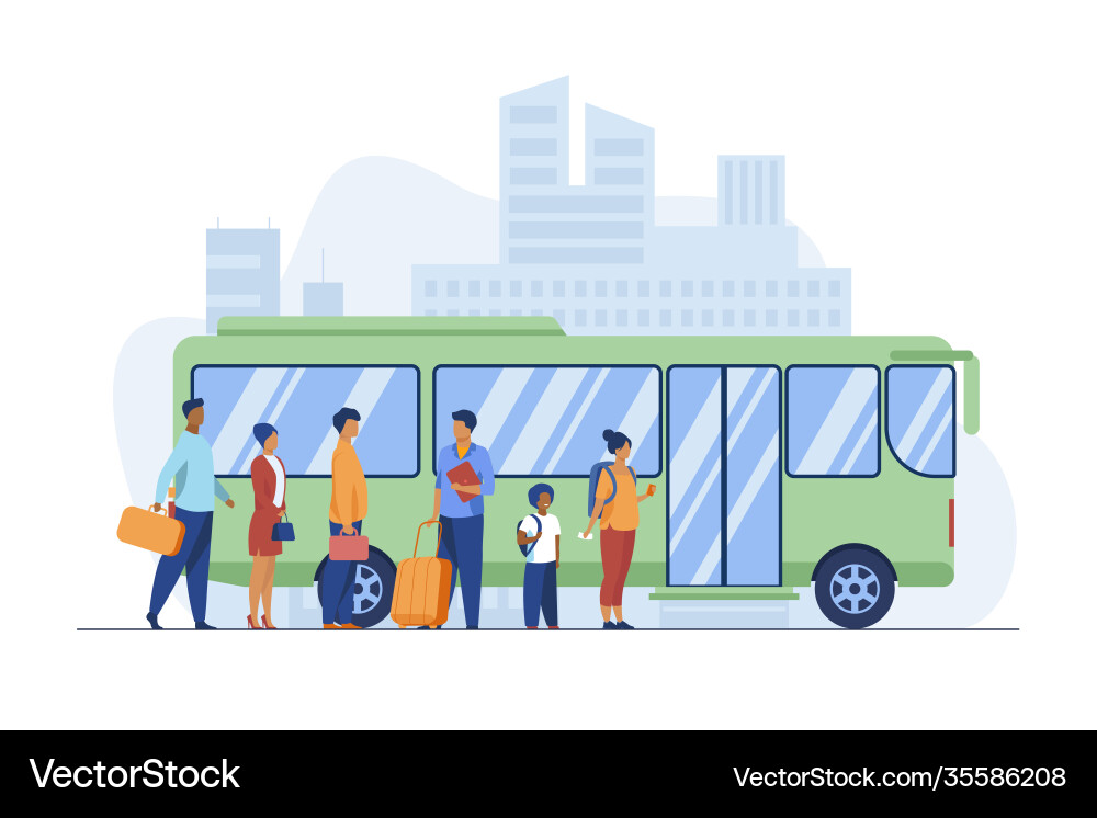 Passengers waiting for bus in city Royalty Free Vector Image