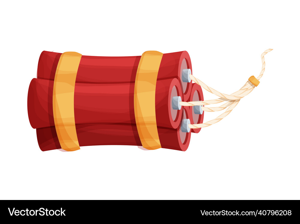 Red dynamite stick bomb in cartoon style isolated Vector Image