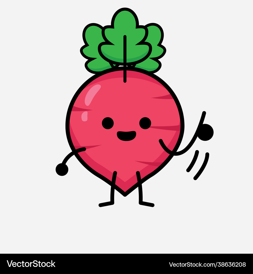 Red radish character with cute face and simple Vector Image