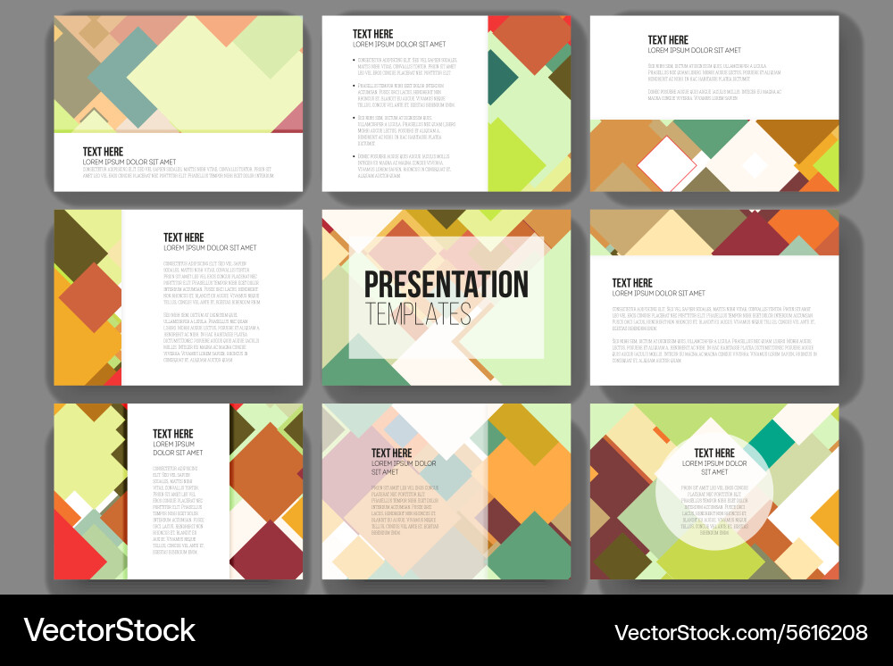 Set of 9 templates for presentation slides Vector Image