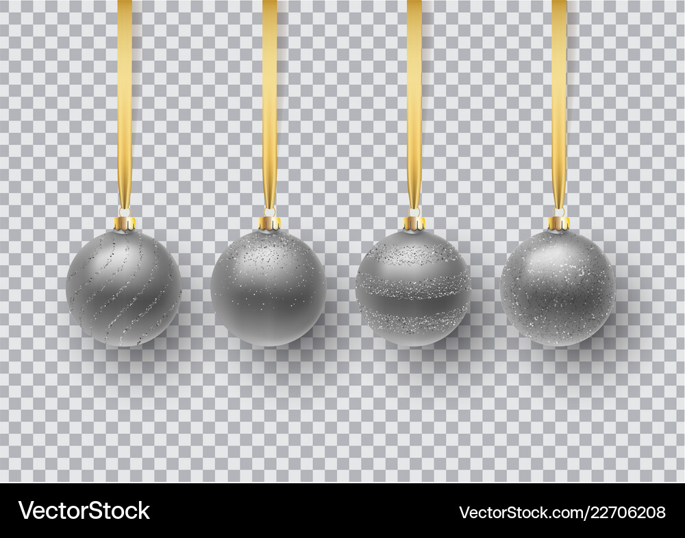 Set of silver christmas ball Royalty Free Vector Image