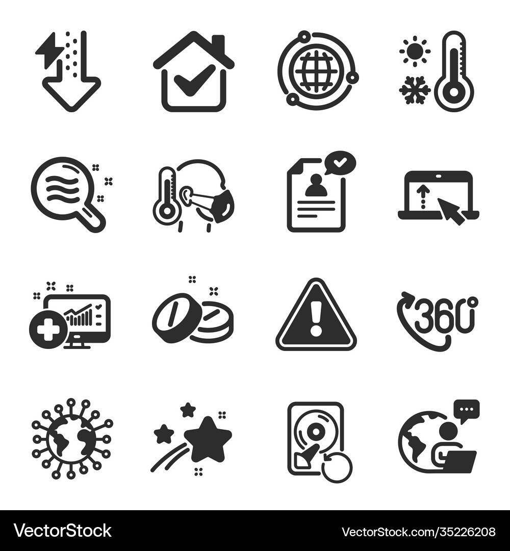 Set science icons such as energy drops Royalty Free Vector