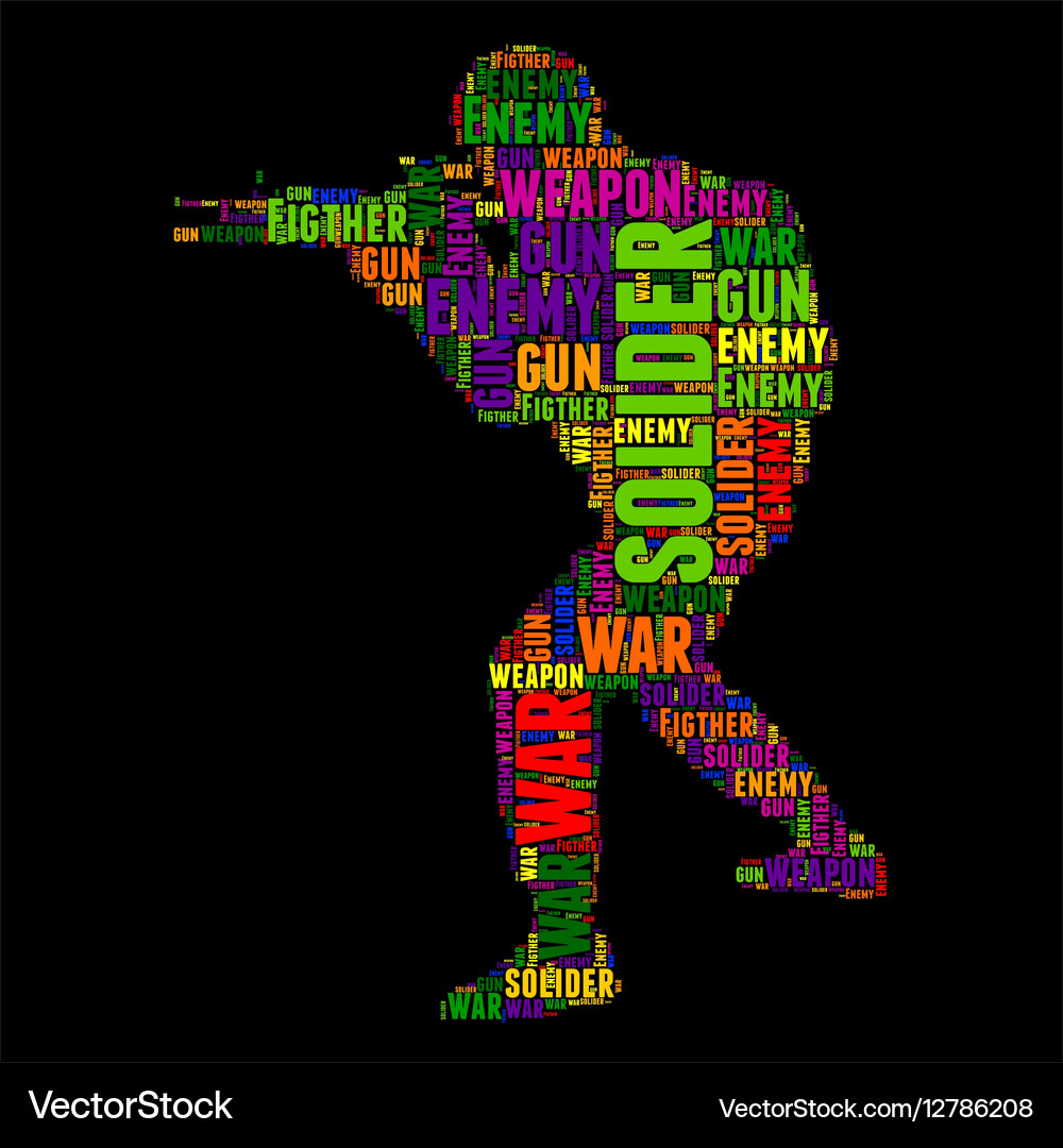 Soldiers typography word cloud colorful Royalty Free Vector