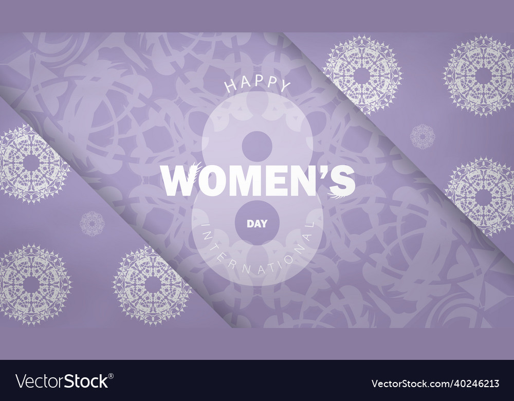 8 march greeting card template in purple color Vector Image