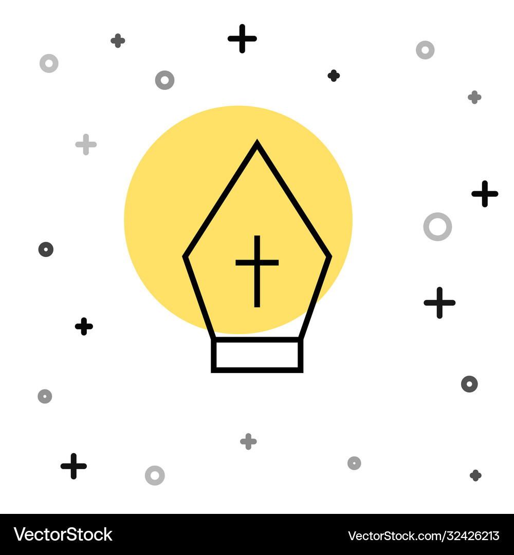 Black line pope hat icon isolated on white Vector Image