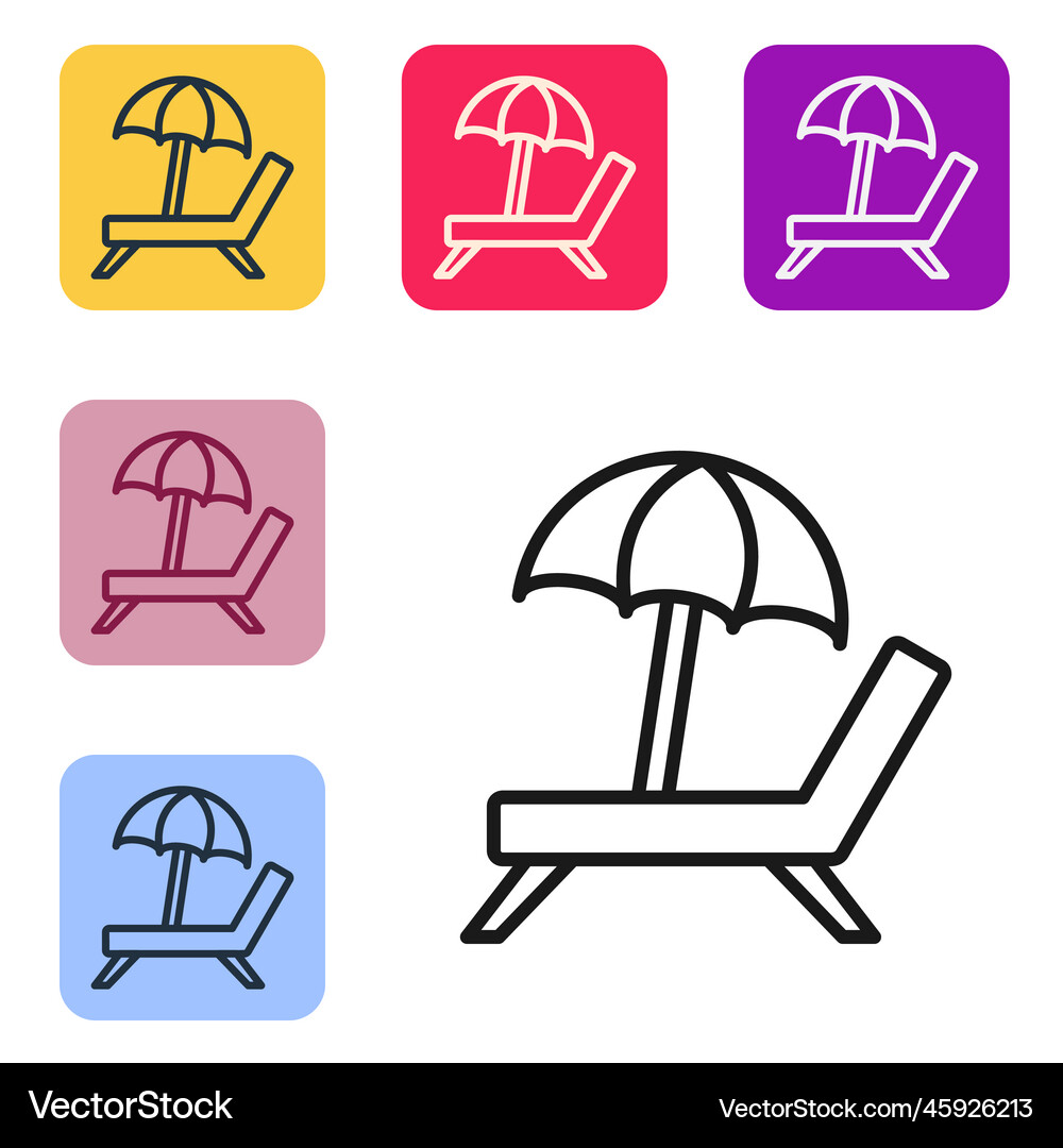 Black line sunbed icon isolated on white Vector Image