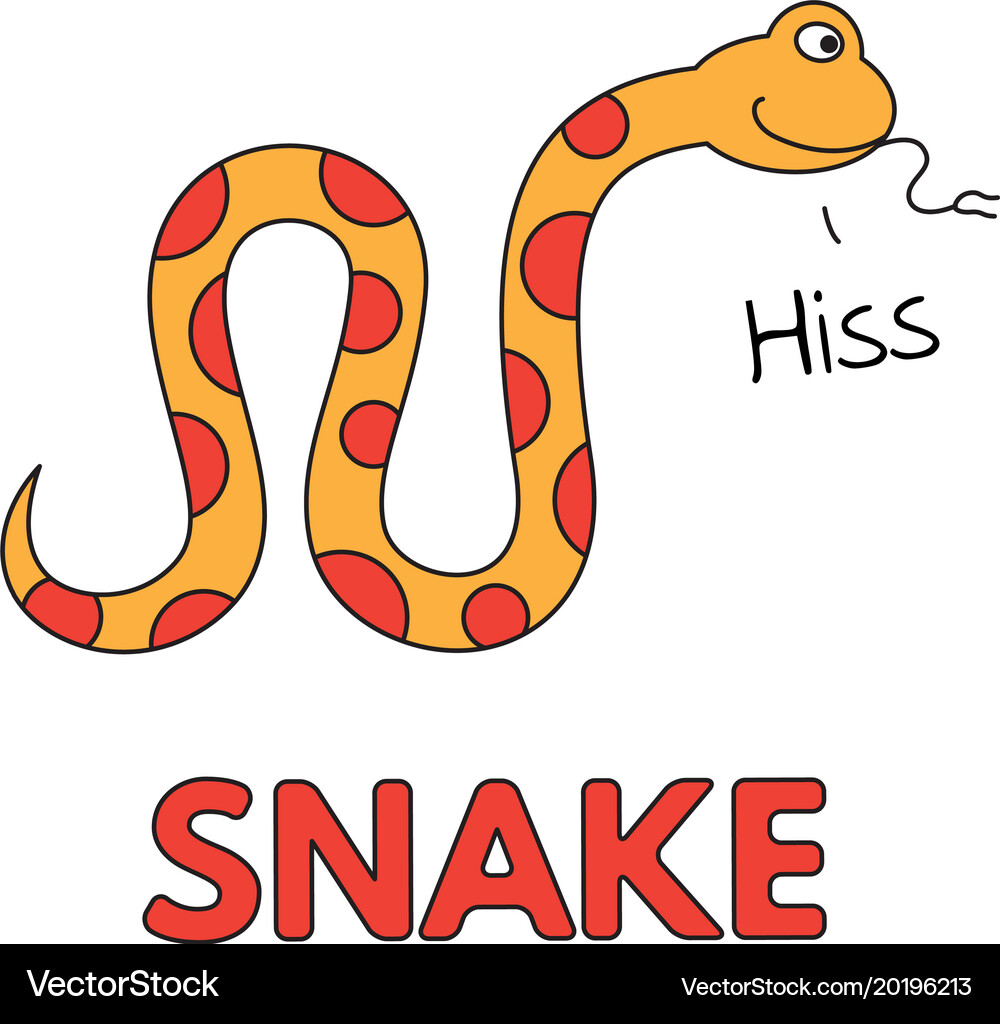 Cartoon snake flashcard for children Royalty Free Vector
