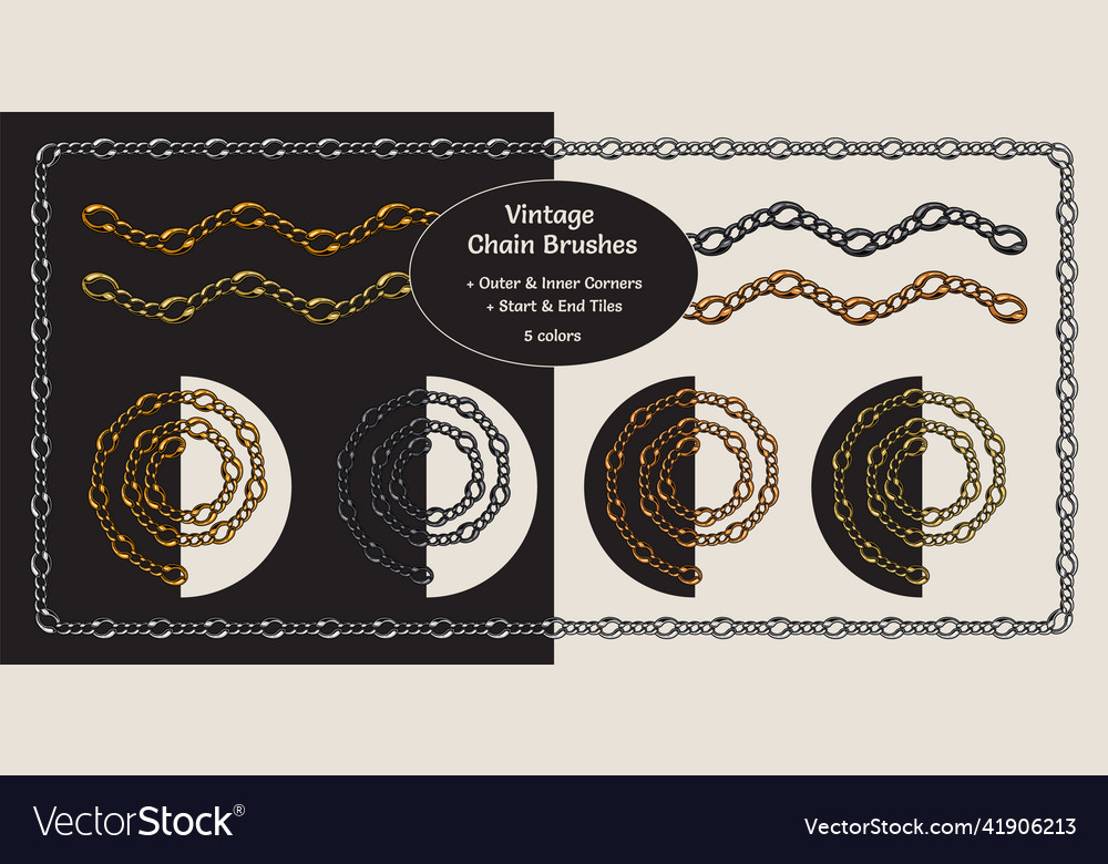 Classic chain pattern brushes Royalty Free Vector Image