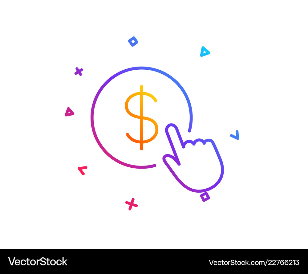 Hand click line icon currency exchange sign Vector Image