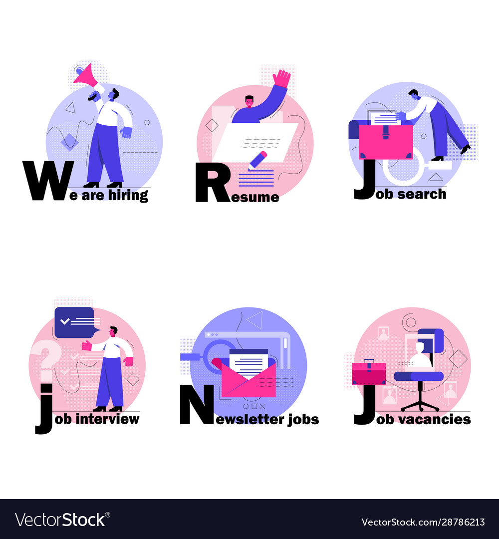 Hiring process concepts set Royalty Free Vector Image