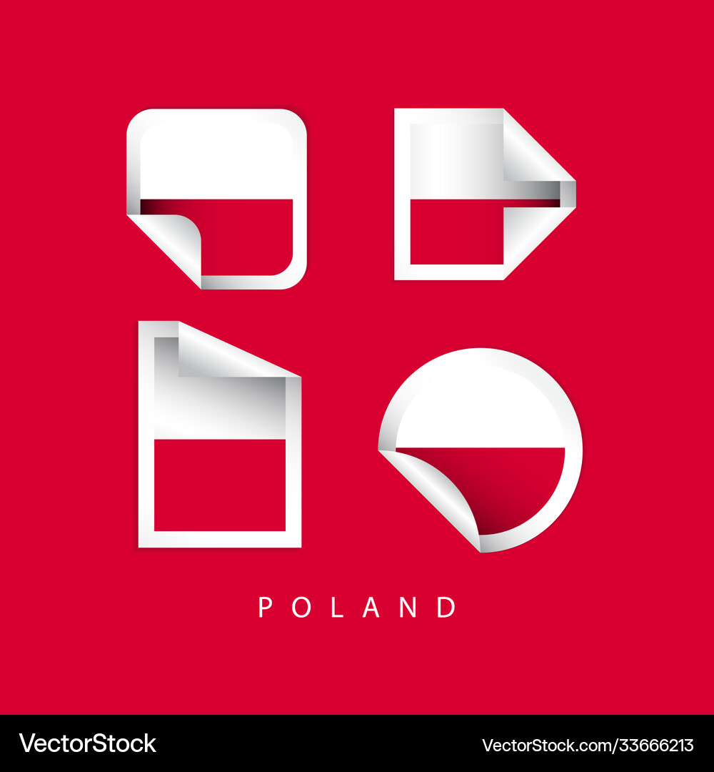 Poland label flags template design Royalty Free Vector Image