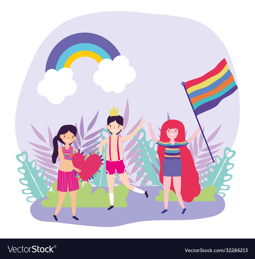 Pride parade lgbt community man and women Vector Image
