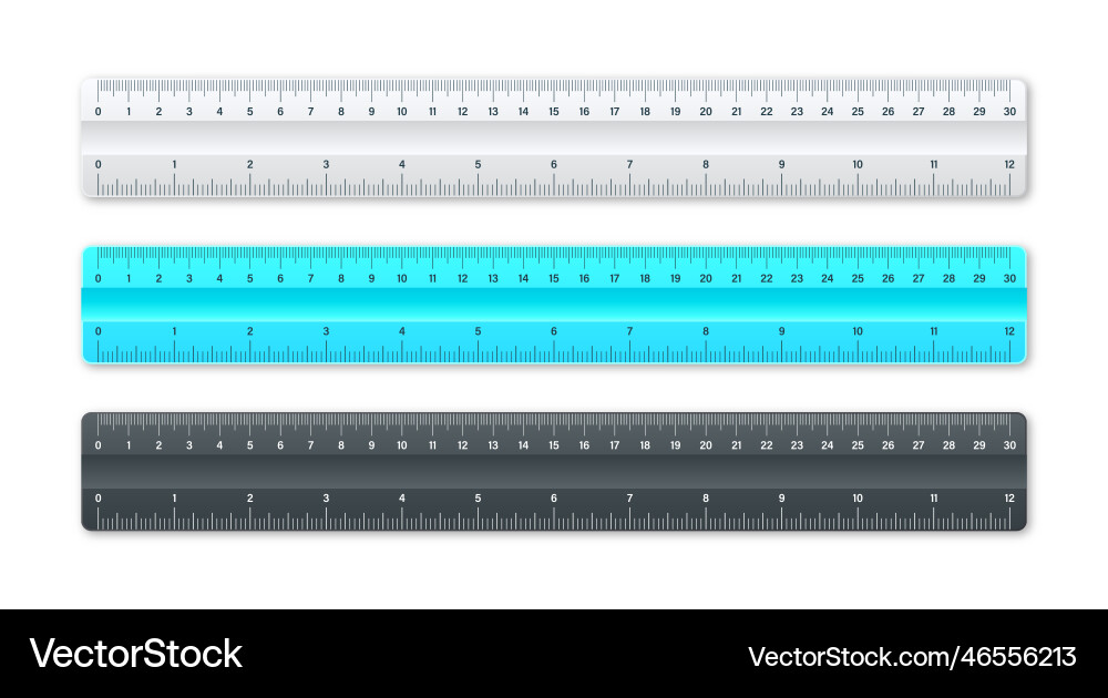 Realistic various plastic rulers with measurement Vector Image