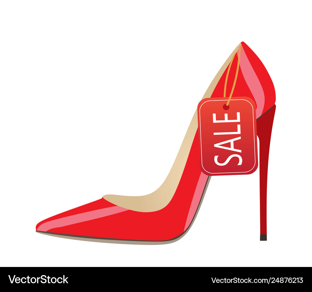 Red shoe with sale notice Royalty Free Vector Image