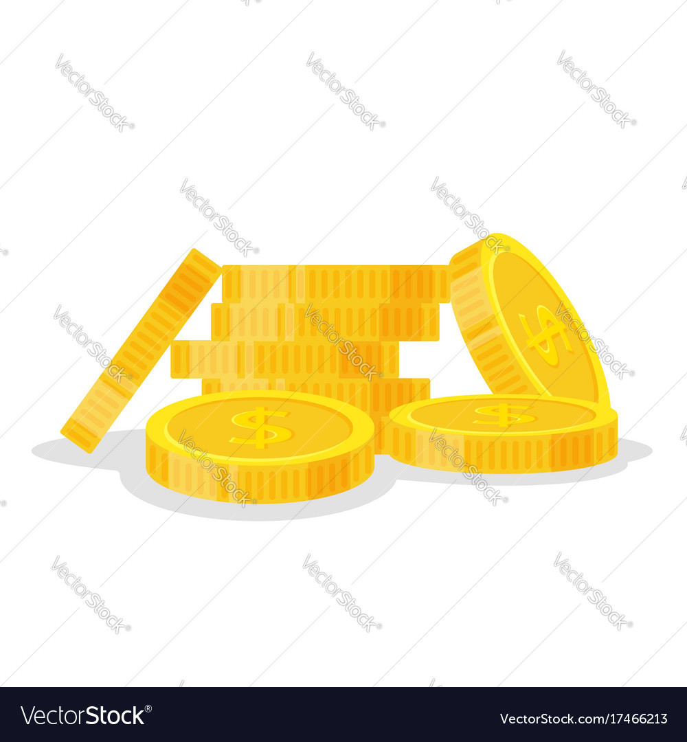 Set coins stack icon flat Royalty Free Vector Image