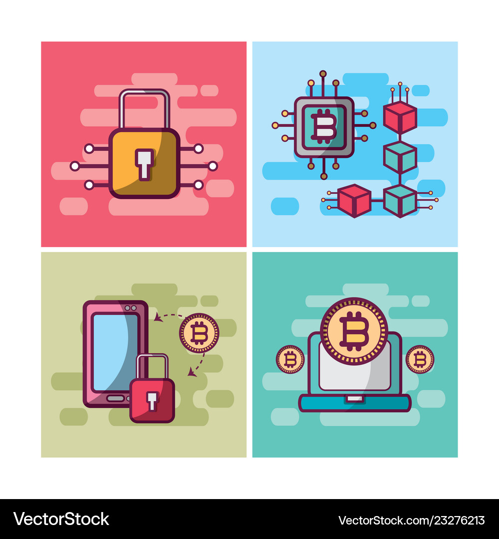 Set of bitcoins cards Royalty Free Vector Image