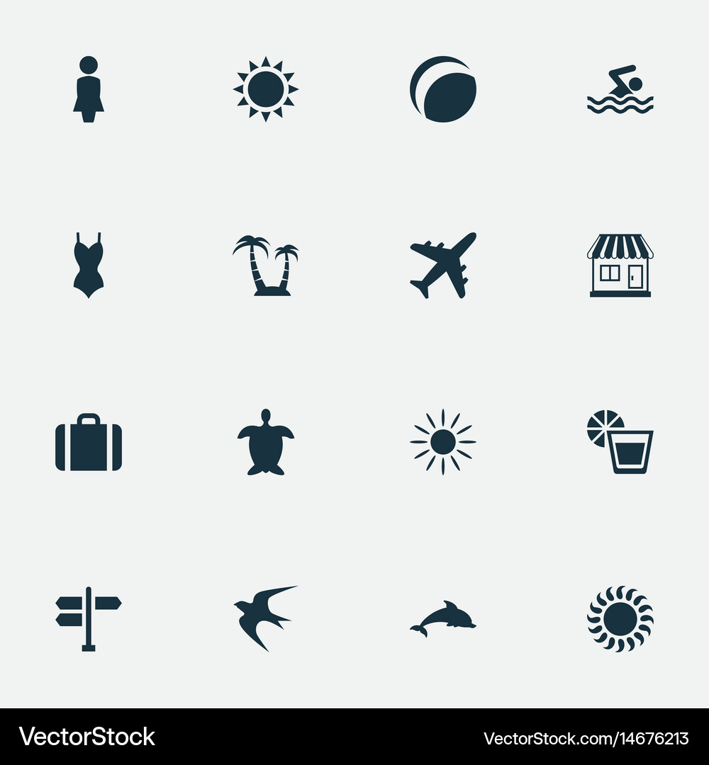 Set of simple beach icons Royalty Free Vector Image