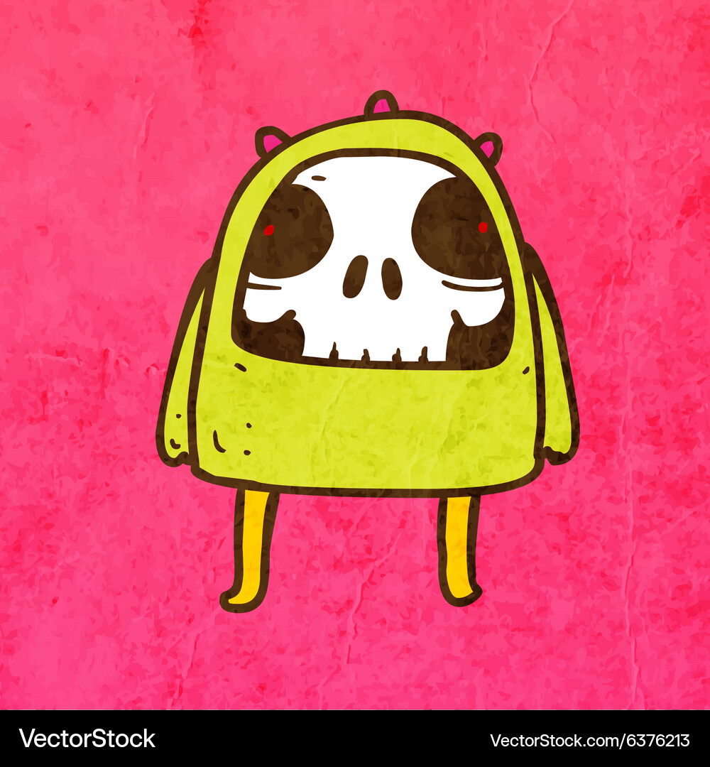 Skeleton disguised as an alien cartoon Royalty Free Vector