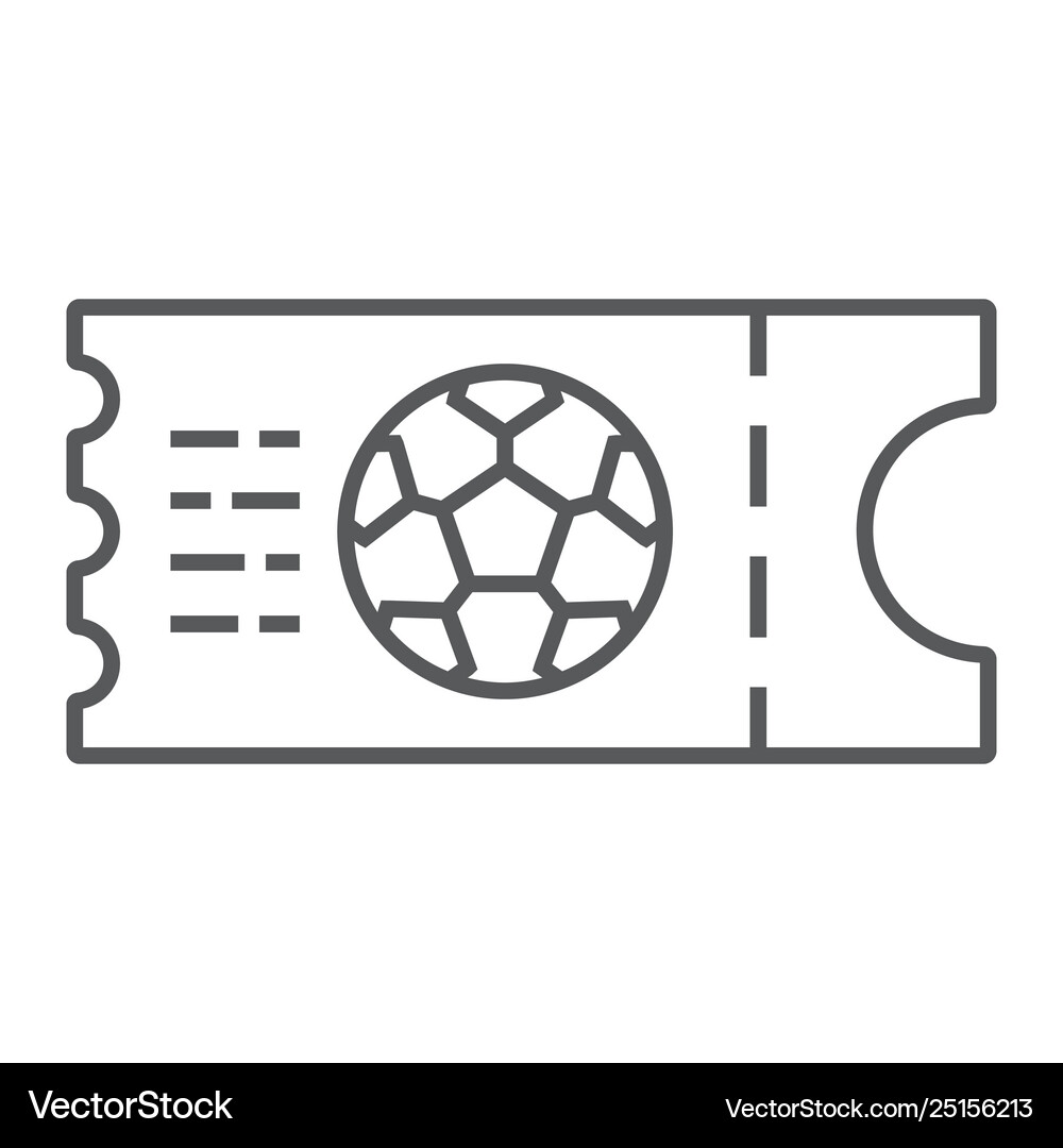 Soccer ticket thin line icon game and play Vector Image