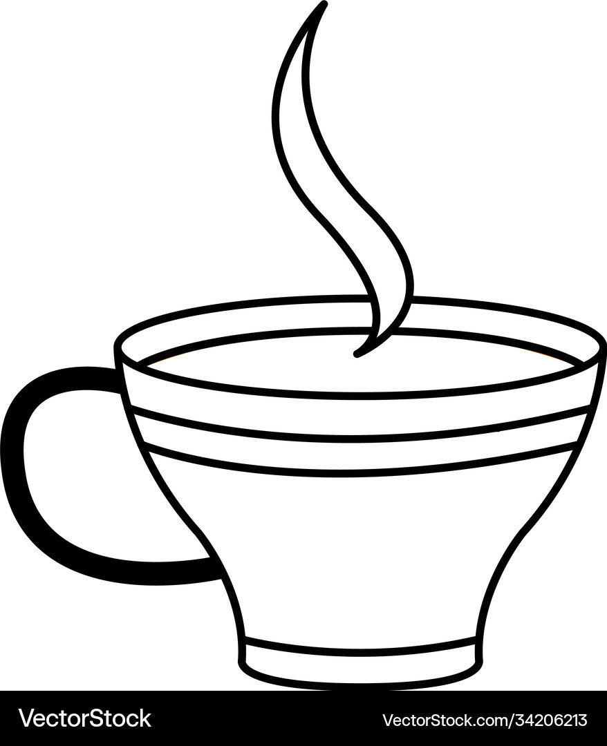 Tea cup with smoke line style icon design Vector Image