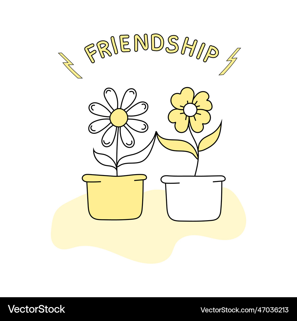 Two flowers in a pot friendship Royalty Free Vector Image