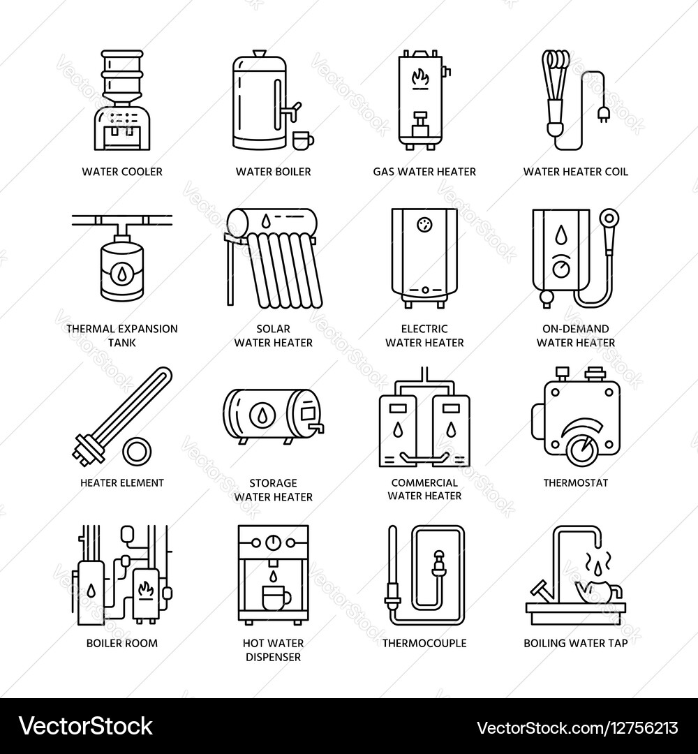 Water Heater & Boiler Icons Royalty Free Vector Image