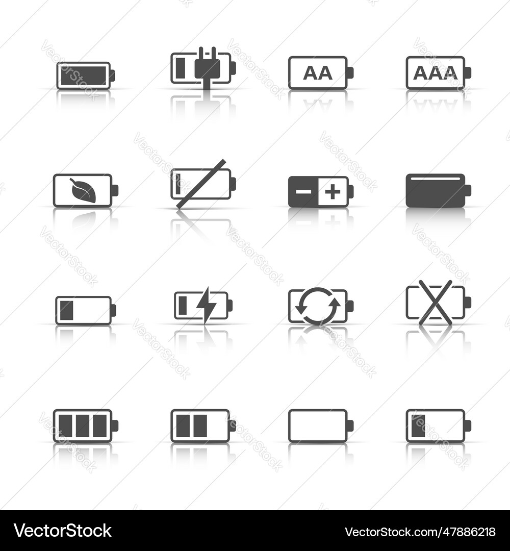 Battery charge icon set in flat style power level Vector Image