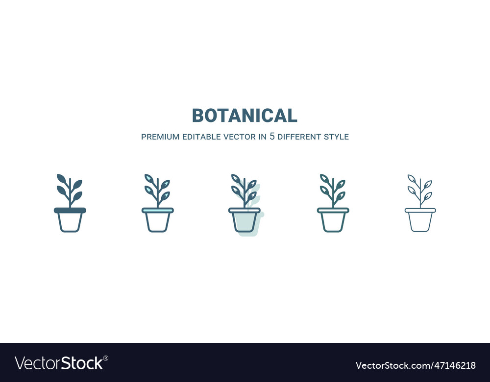 Botanical icon in 5 different style outline Vector Image Botanical icon in 5 different style outline Vector Image