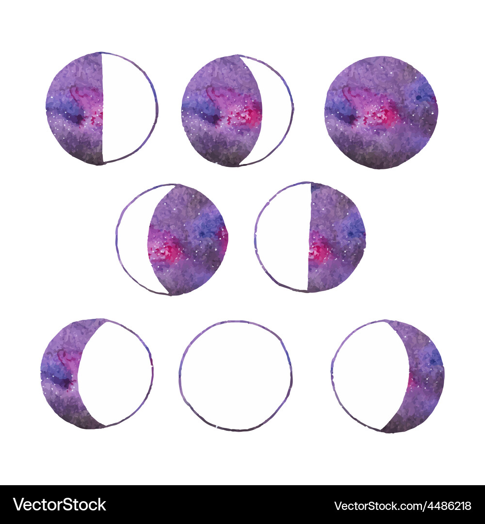 Cartoon moon and moon phases Royalty Free Vector Image