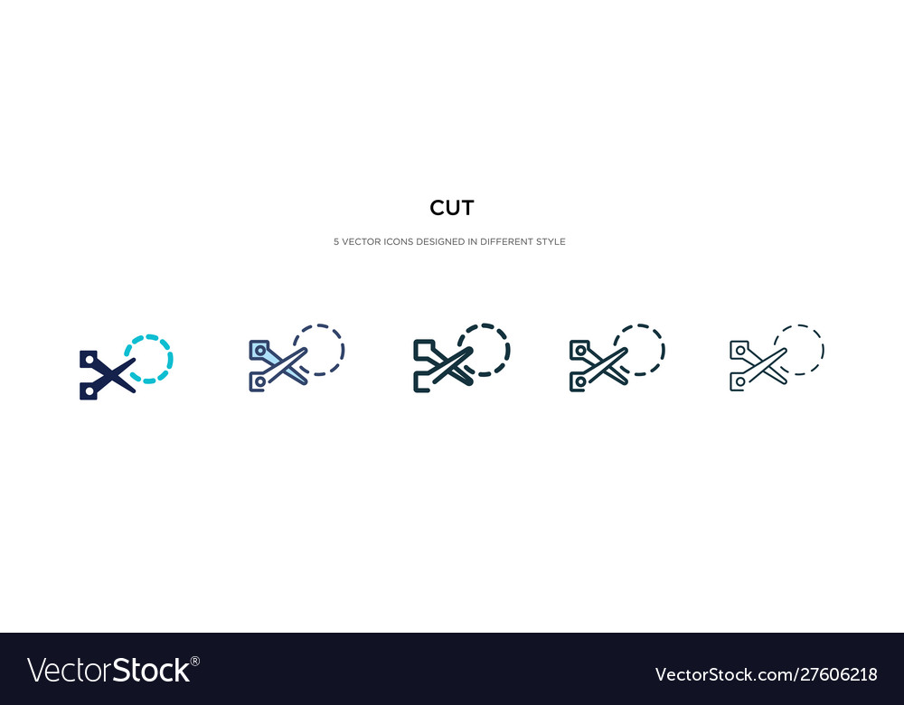 Cut icon in different style two colored Royalty Free Vector
