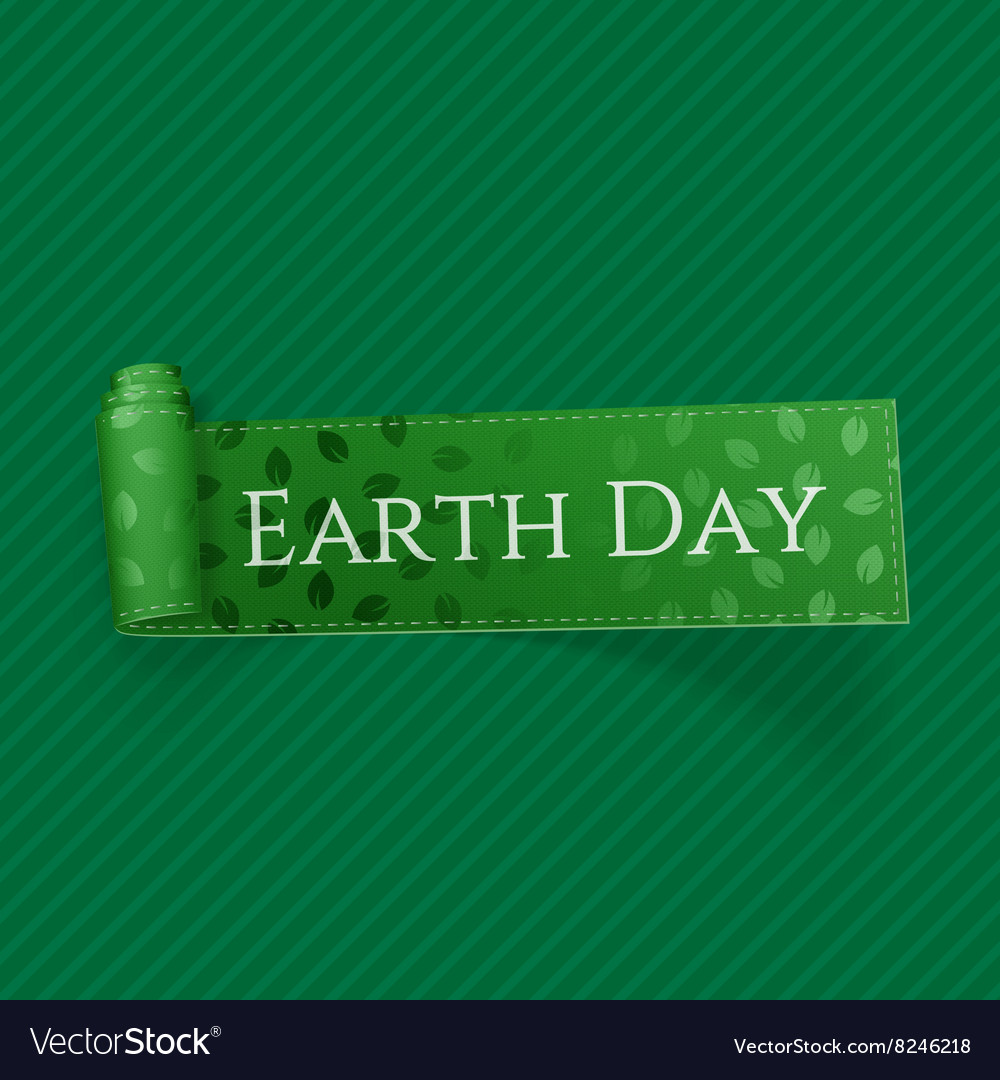 Earth day realistic curved festive ribbon Vector Image