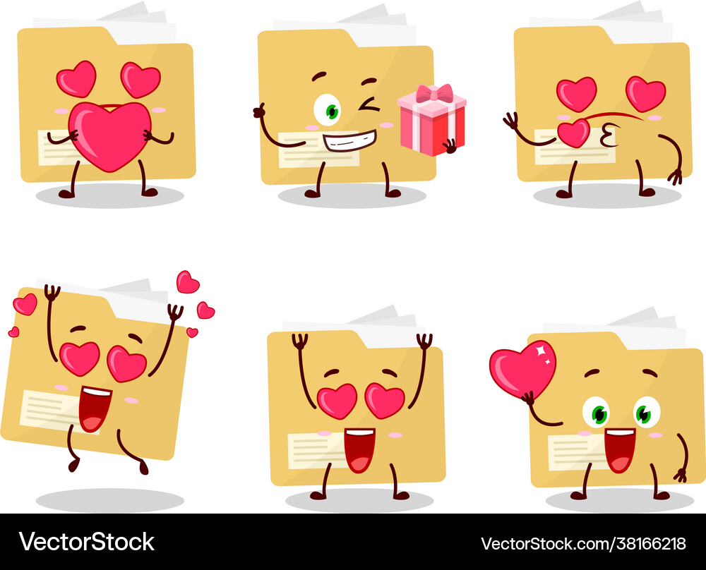 File folder cartoon character with love cute Vector Image