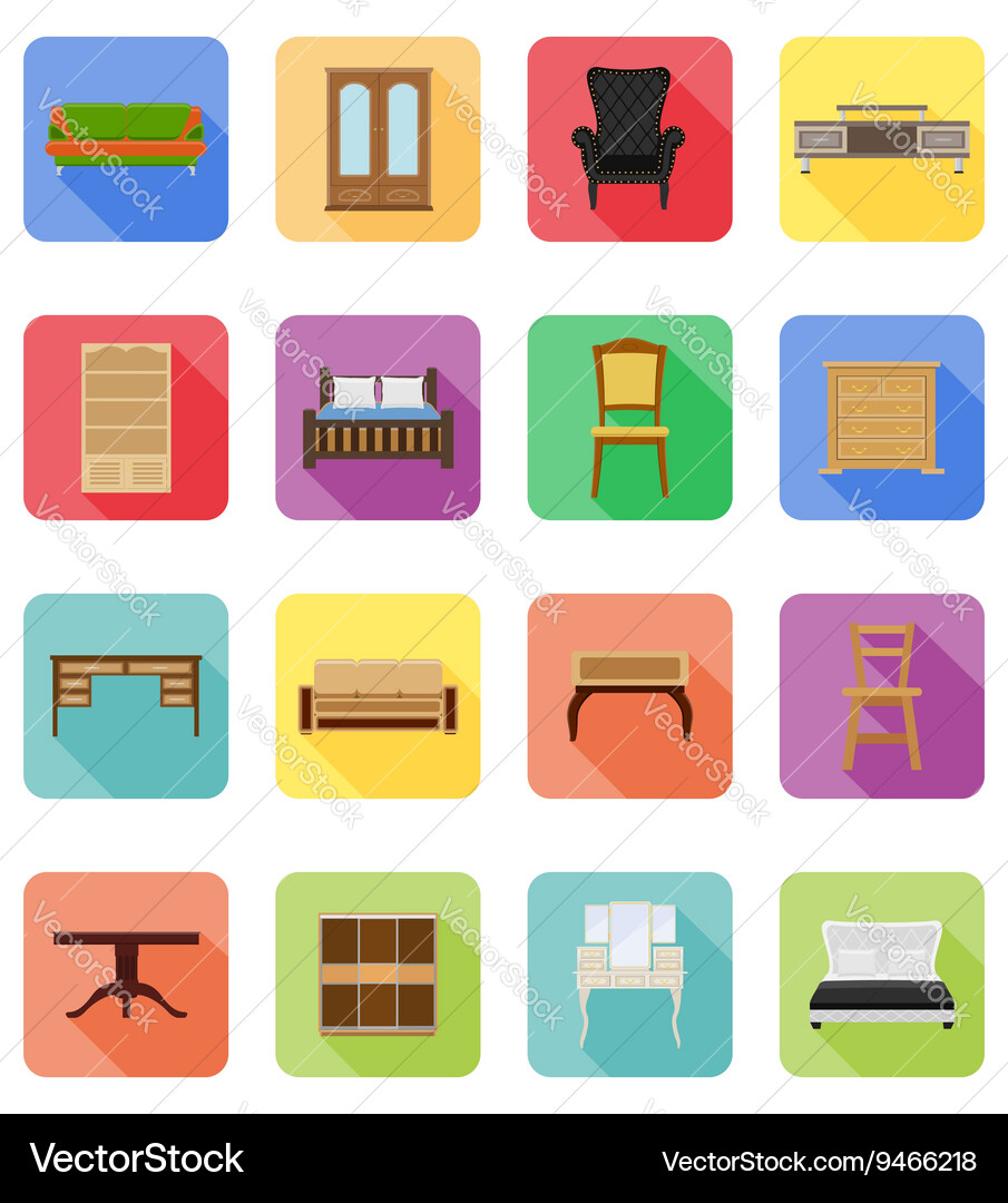 Furniture flat icons 19 Royalty Free Vector Image