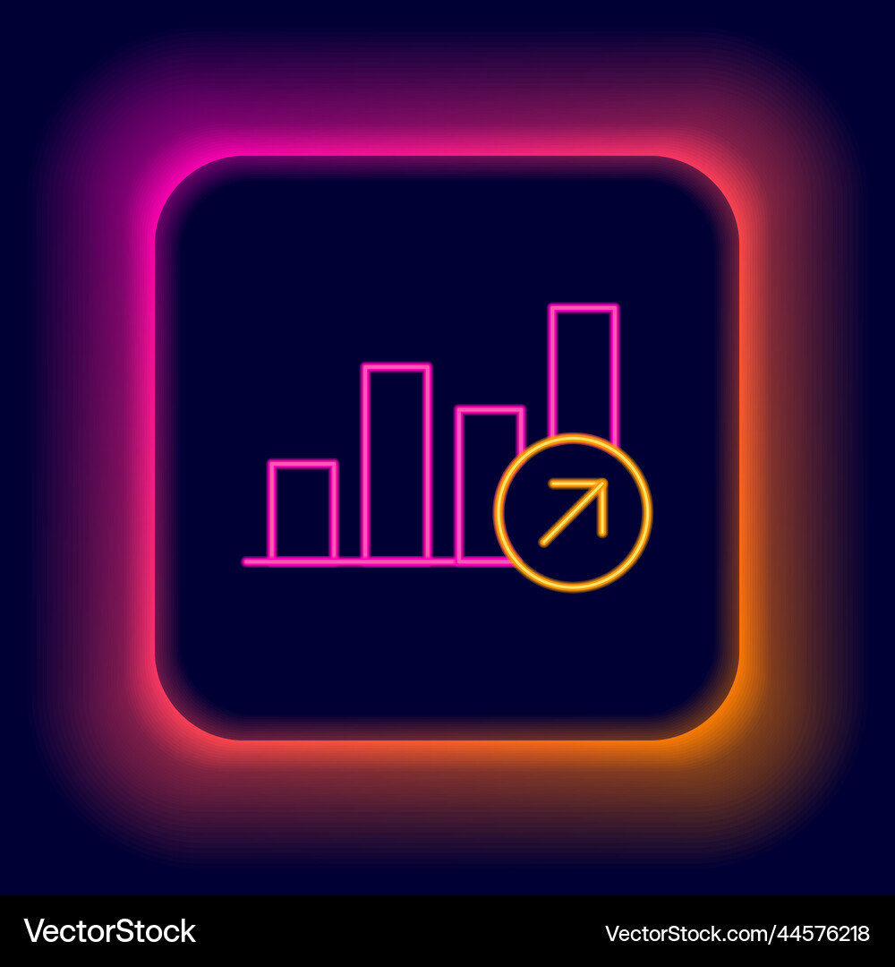 Glowing neon line financial growth increase icon Vector Image