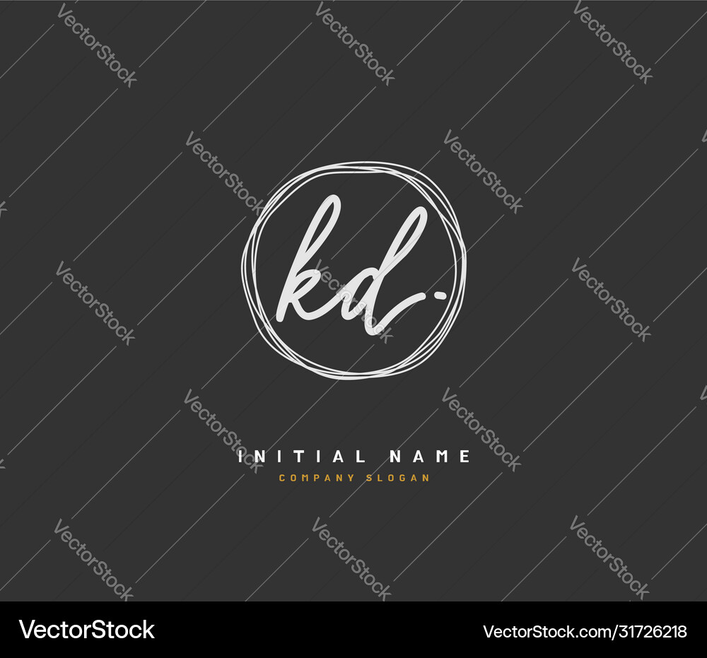 K d kd beauty initial logo handwriting logo Vector Image
