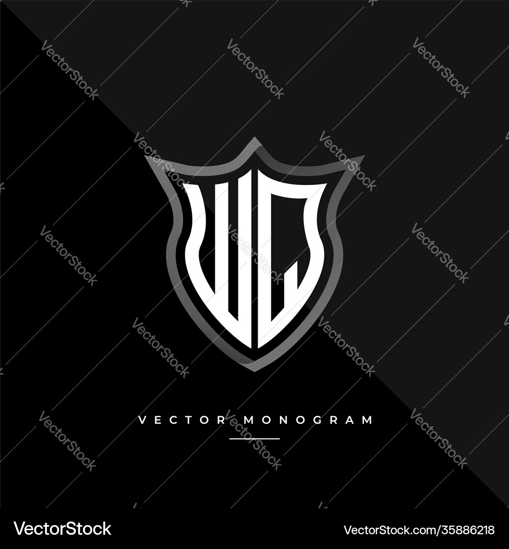 Letter wq logo design silver shield w q monogram Vector Image