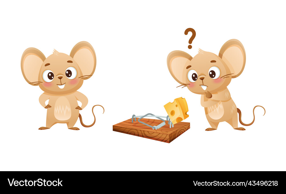 Little mouse character with long tail and big ears