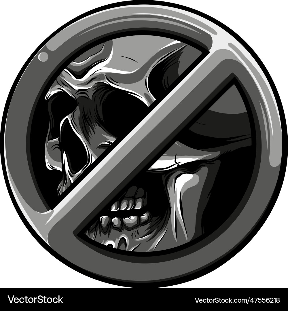 Monochrome no skull sign on white background Vector Image