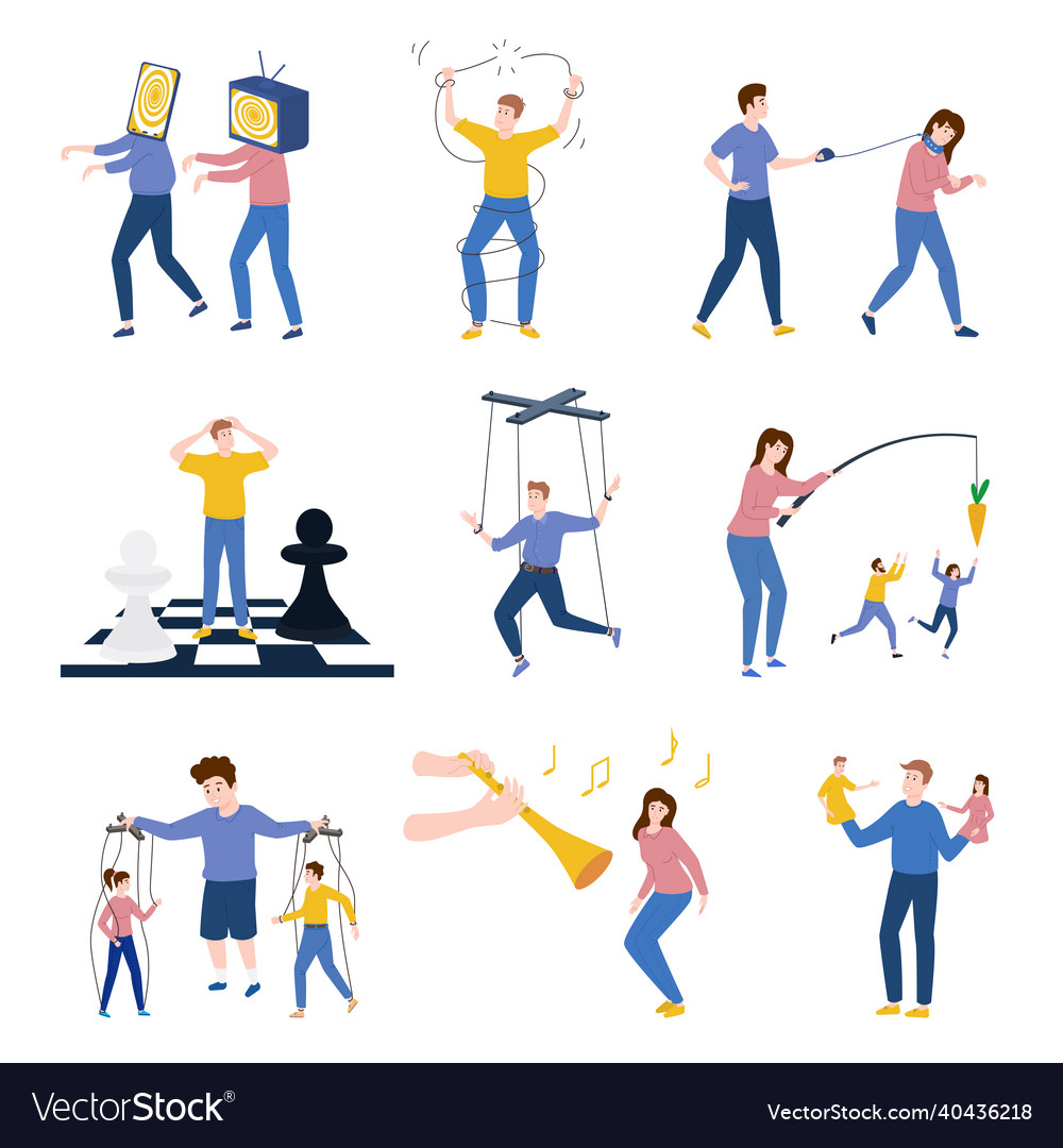 Psychological manipulation set Royalty Free Vector Image