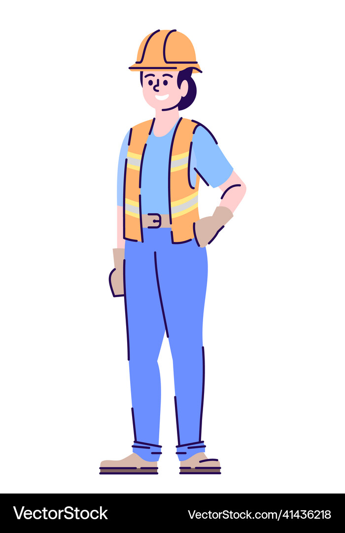 Public utility worker semi flat rgb color Vector Image
